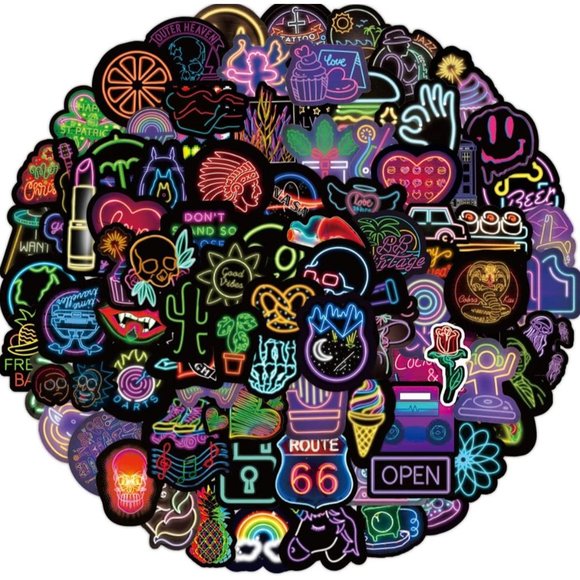 N.1 | Accessories | Kids0pcs Neon Style Stickers Decals Cool Neon Light ...